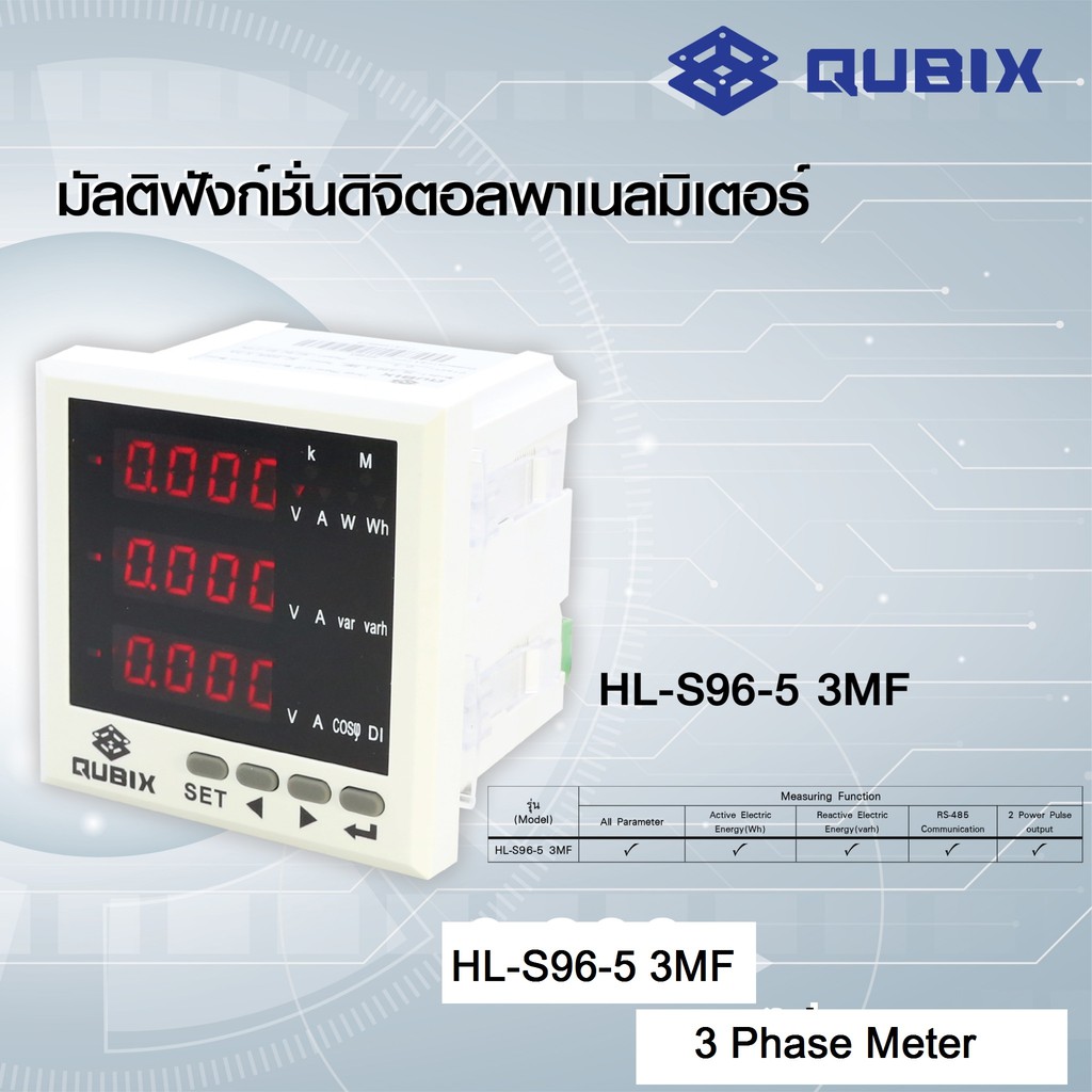 QUBIX Digital Meter รุ่น HL-S96-5 3MF (3 Phase Power Meter) Qubix ...