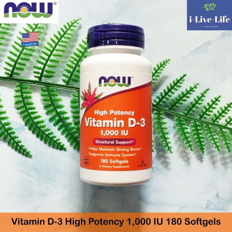 วิตามินดี 3 ประสิทธิภาพสูง Vitamin D-3 High Potency 1,000 IU 180 Softgels - Now Foods D3 D 3 ...