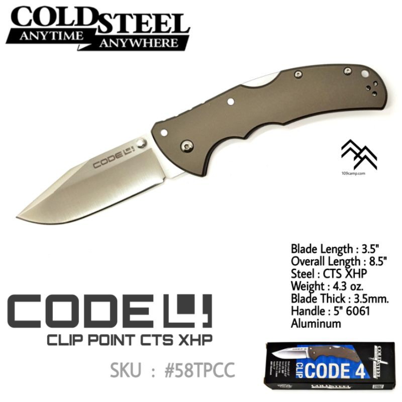 มีด Cold Steel แท้ รุ่น Code 4 มีดพับด้ามปีเนียมที่บางเฉียบ ใบมีดเหล็ก ...