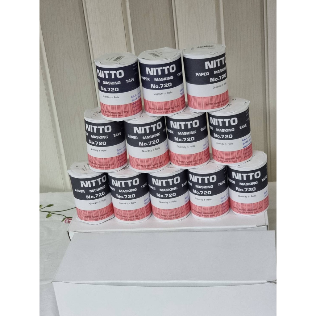 NITTO No.720 เทปลอกเลขตัวถัง หลอดละ 5 ม้วน Paper Masking Tape เทปกาว ...