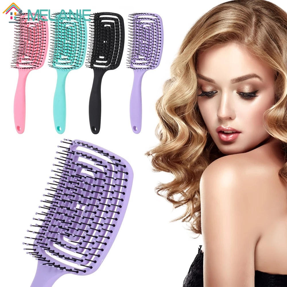 Professional Detangler Bristle Hollow Scalp Message Big Hair Comb ...