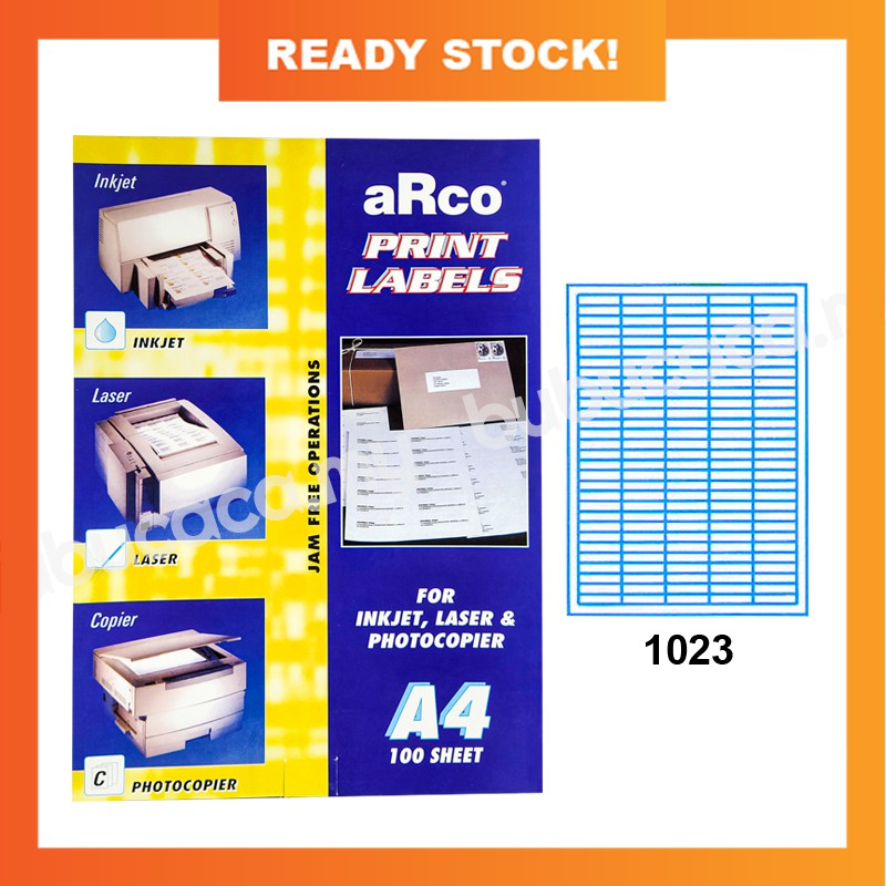 [READY STOCK] ARCO Print Label A4 Size for Inket, Laser & Photocopier 100sheets (1023) U53A ...