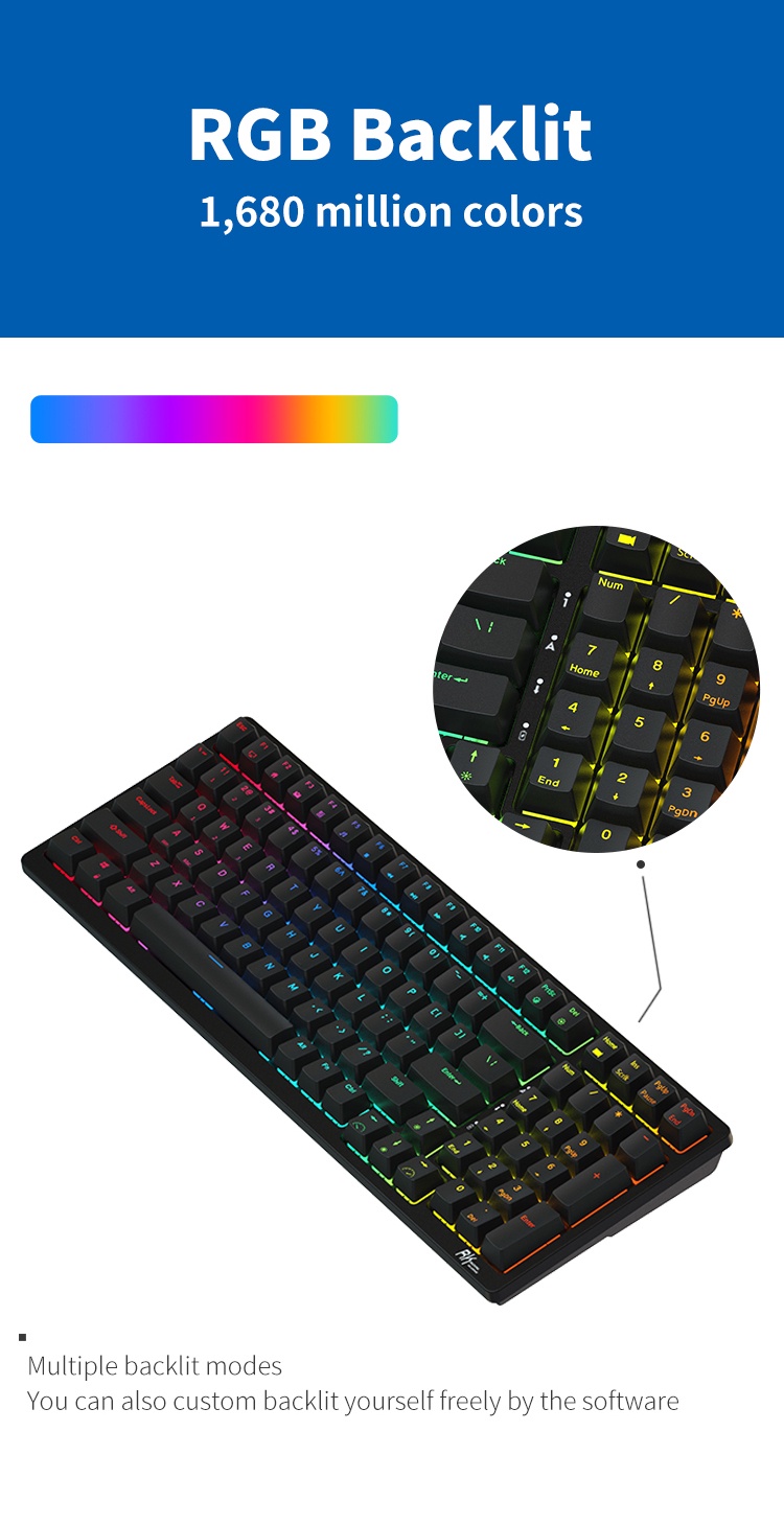 Royal Kludge RK98 Hot-swappable Wireless Mechanical Keyboard with ...