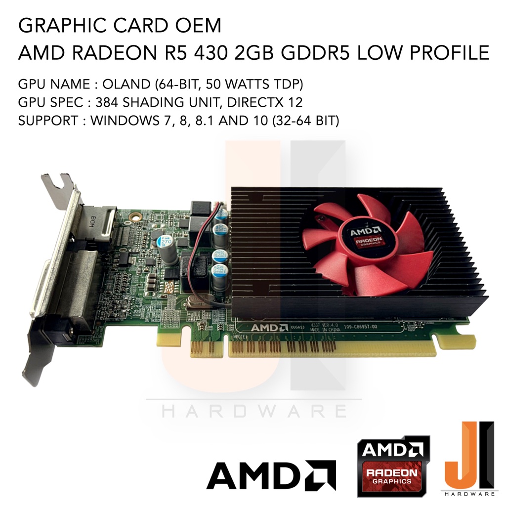 Graphic Card AMD Radeon R5 430 2048MB 64-Bit GDDR5 OEM Low Profile ...