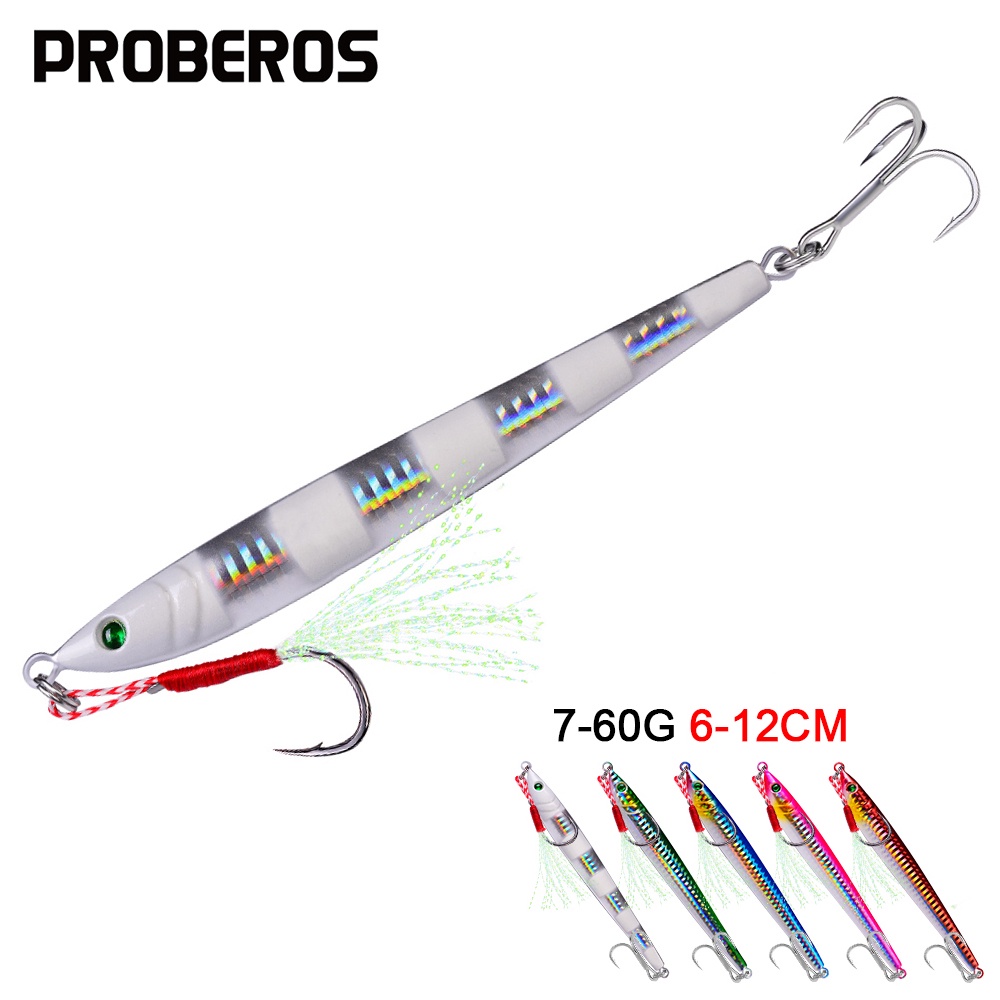 Proberos 1PC Jigging ตะกั่วปลา 28G 40G 60G 80G 100G โลหะ Jig Fishing ...