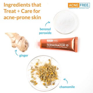 [ของแท้ 100%] ACNE FREE TERMINATOR 10% BENZOXL PEROXIDE ACNE TREATMENT ...