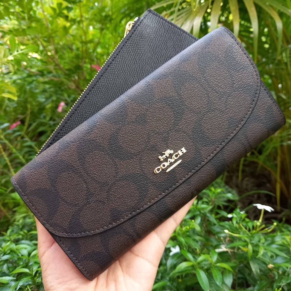 COACH POP SLIM ENVELOPE WALLET IN SIGNATURE(COACH F52601) | Shopee Thailand