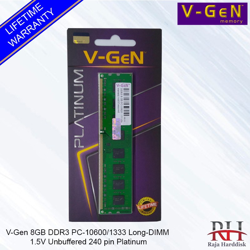 ชุบแพลทินัม V-gen 8gb Ddr3 Pc-10600 / 1333 | Shopee Thailand