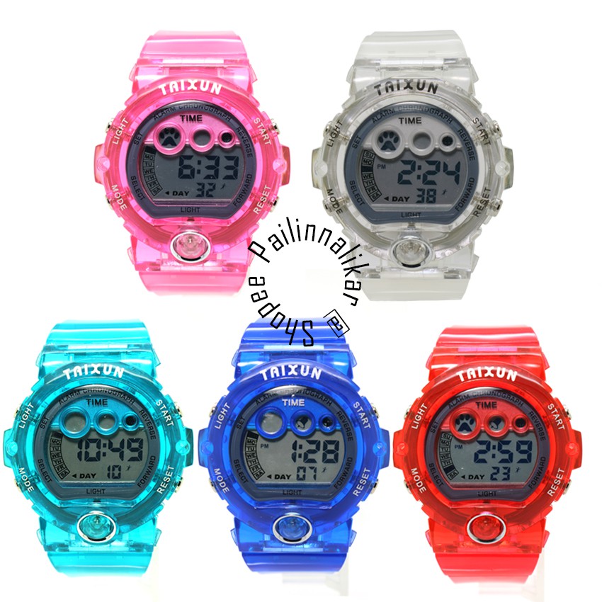 TAIXUN Watch : C นาฬิกาข้อมือผู้หญิงและเด็ก ทรงกลม ตัวเรือนพลาสติกใส ...