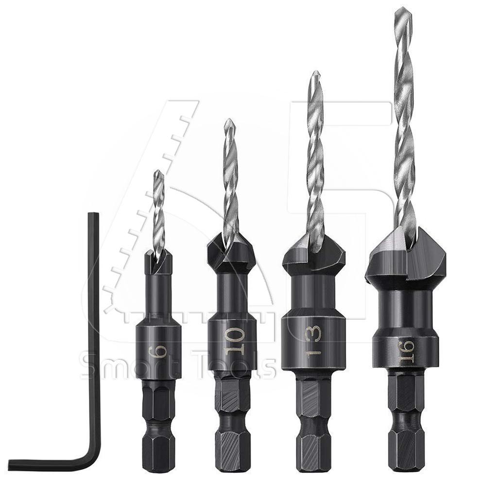 65SmartTools ชุดดอกสว่านเจาะผายหัว คว้านรูแบบมี เทเปอร์ในตัว หลบหัวน็อต สกรู 4 เบอร์ 6-16 ขนาด 3 ...