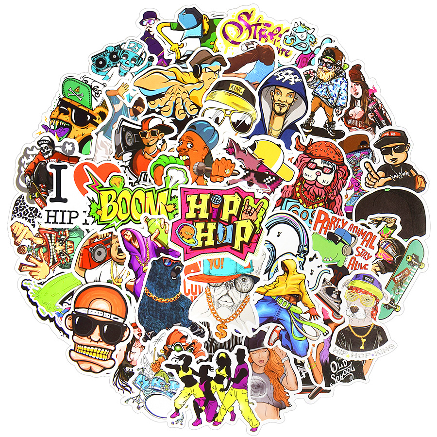 50 PCS Hip Hop Stickers Graffiti Pop Culture Rock Cool Sticker Pack Rap ...