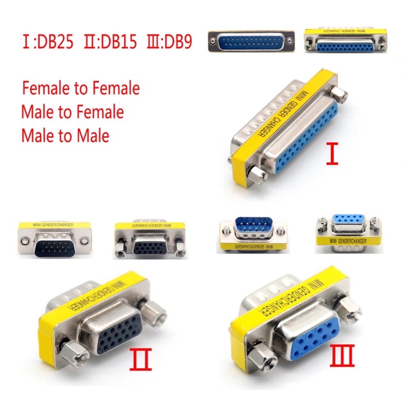 DB Series D-SUB DB9 DB15 DB25 9/15/25 Pin Male/Female to Male/Female RS232 Port VGA Connector M ...