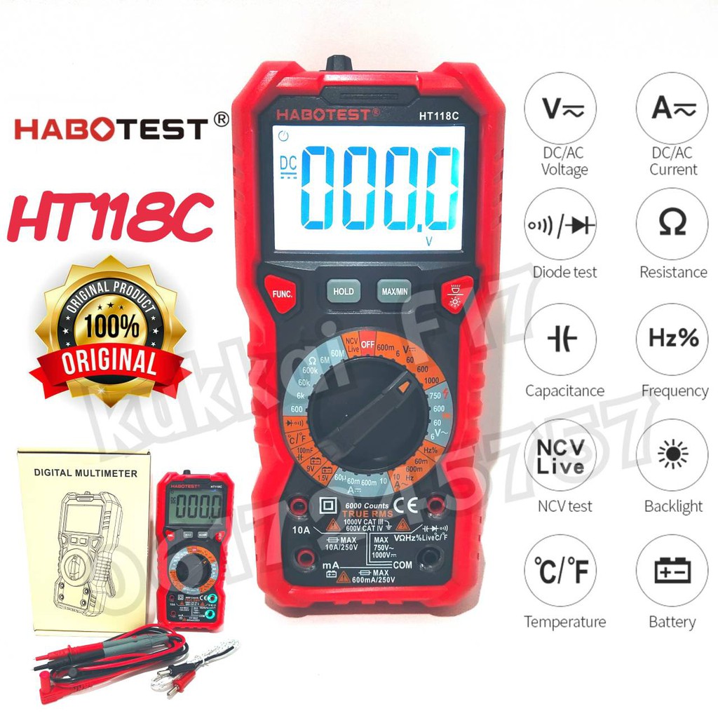 HABOTEST HT118A,HT118C,HT206A,HT206D Digital Multimeter Auto Range ดิจิ ...