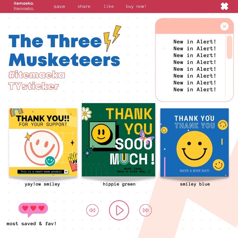 Thank you sticker ลายใหม่ล่าสุด collection The Three Musketeers ...