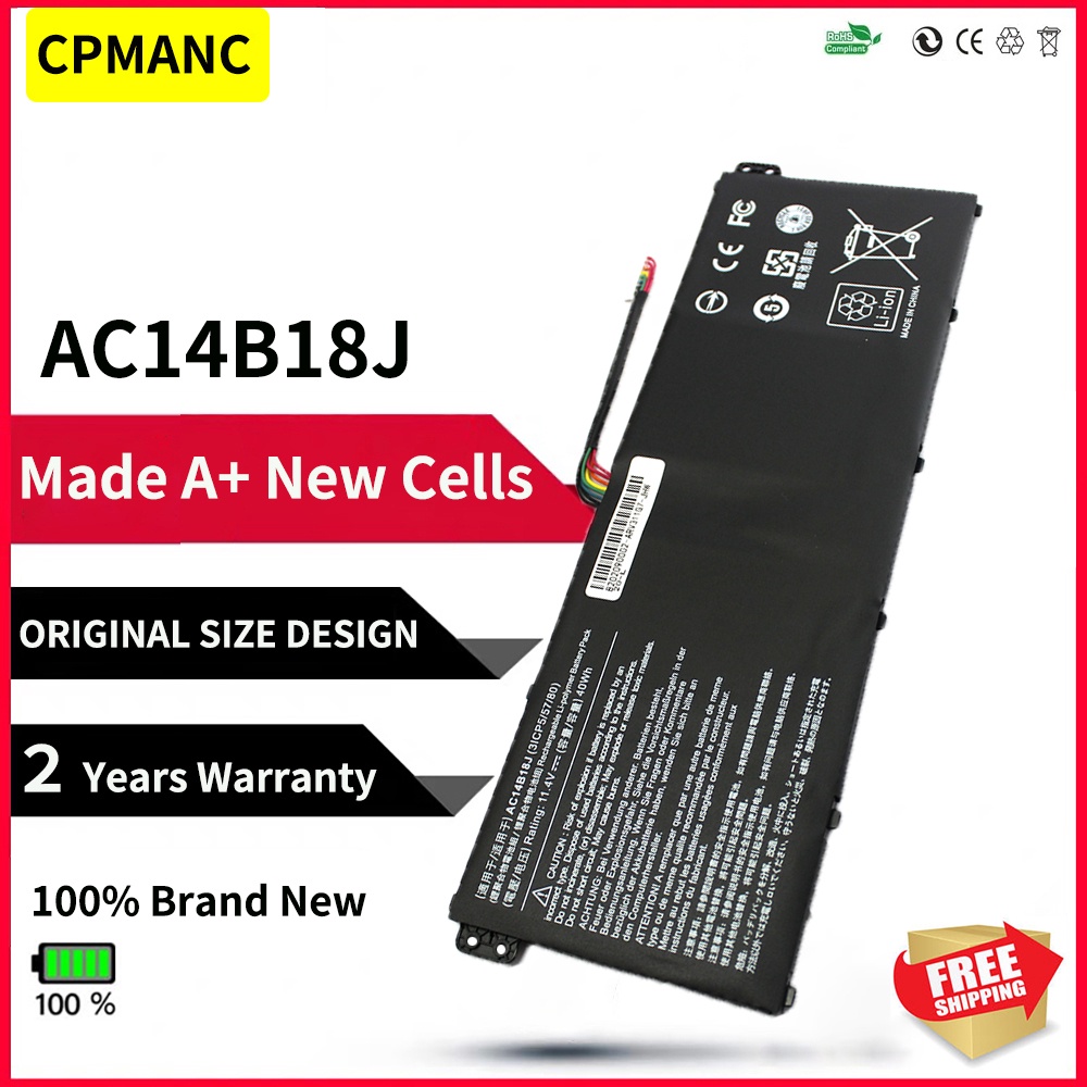 CPMANC 11.4V AC14B18J AC14B13J แบตเตอรี่แล็ปท็อปสำหรับ Acer Aspire ES1 ...