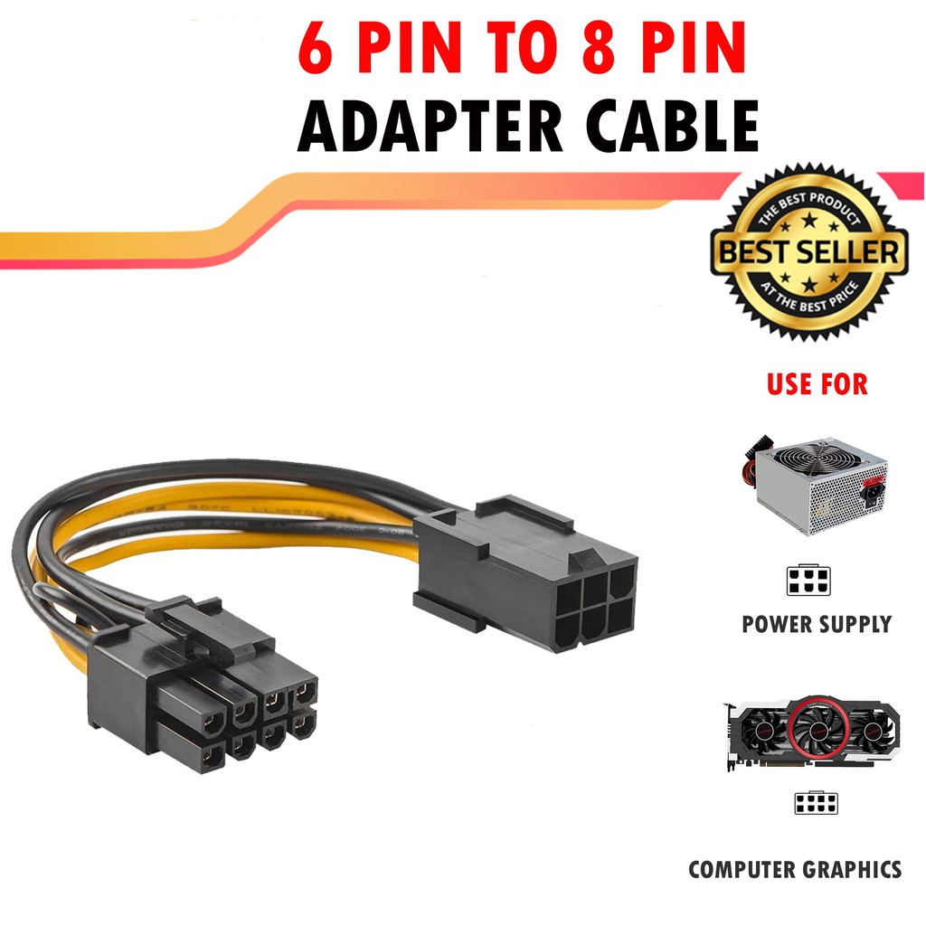 6-Pin to 8-Pin PCI Express PCI-E Power Converter Cable for GPU Video ...