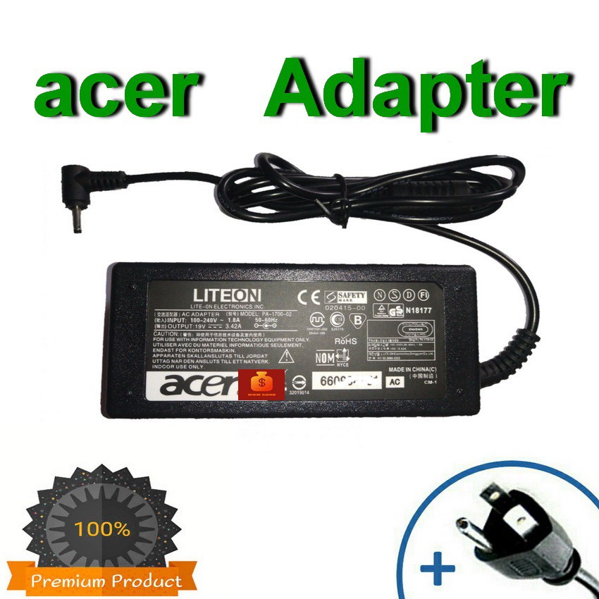 Acer Adapter 19v 3.42a ขนาด 3.0mm x1.1mm 65w acer Aspire A315-55 series ...