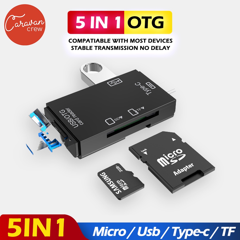 Caravan Crew 5 in 1 OTG Card Reader USB 2.0 Micro TF SD Type-C ...