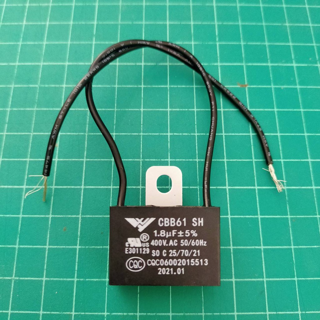 C พัดลม คาปาซิเตอร์ capacitor 400V 1.5uF 1.8uF 2uF #ปีกนก-สายไฟ (1 ตัว) | Shopee Thailand