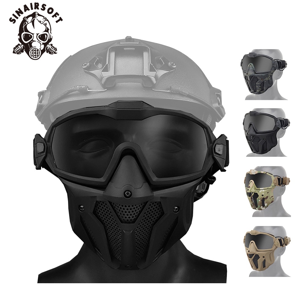 Sinairsoft Outdoor Tactical Anti-fog Full Face Mask Fan Goggles Lens ...