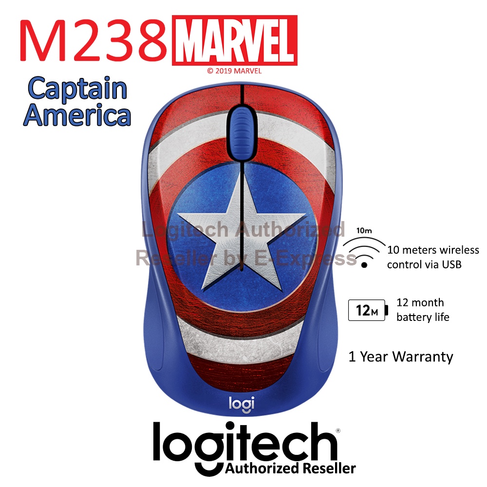 Logitech M238 Marvel Collection Wireless Mouse Captain America ลาย ...