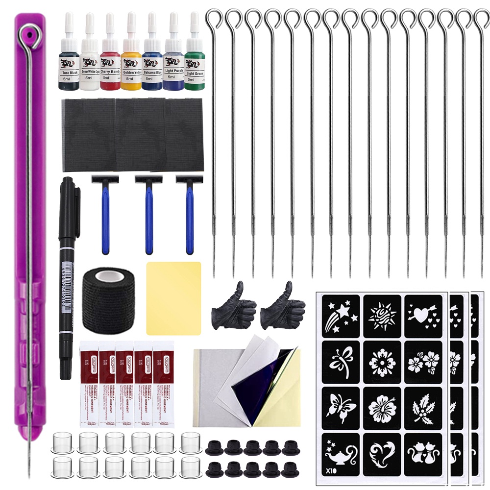 Hand Poke and Stick Tool Tattoo Kits Tattoo Hand Poke Pen Kit Including ...