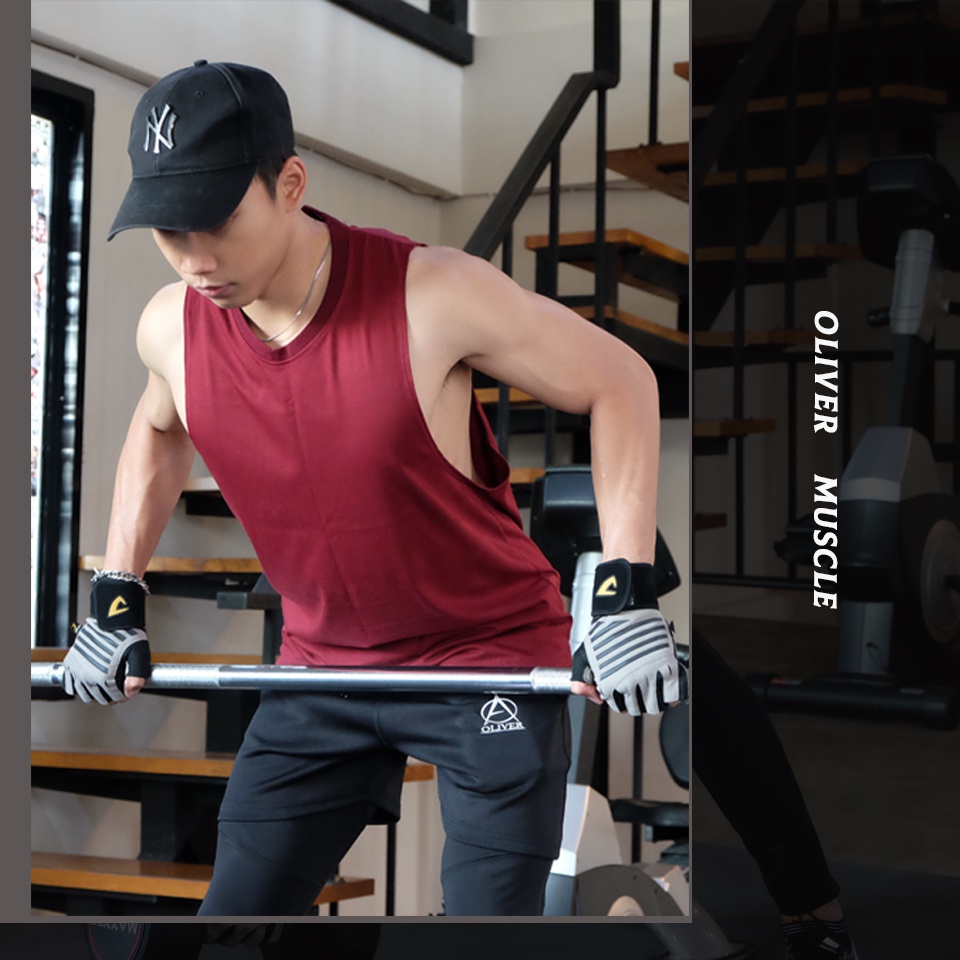 OLIVER MUSCLE เสื้อกล้ามแขนกุด สีแดงเลือดหมู ใส่ออกกำลังกาย Oliver ...