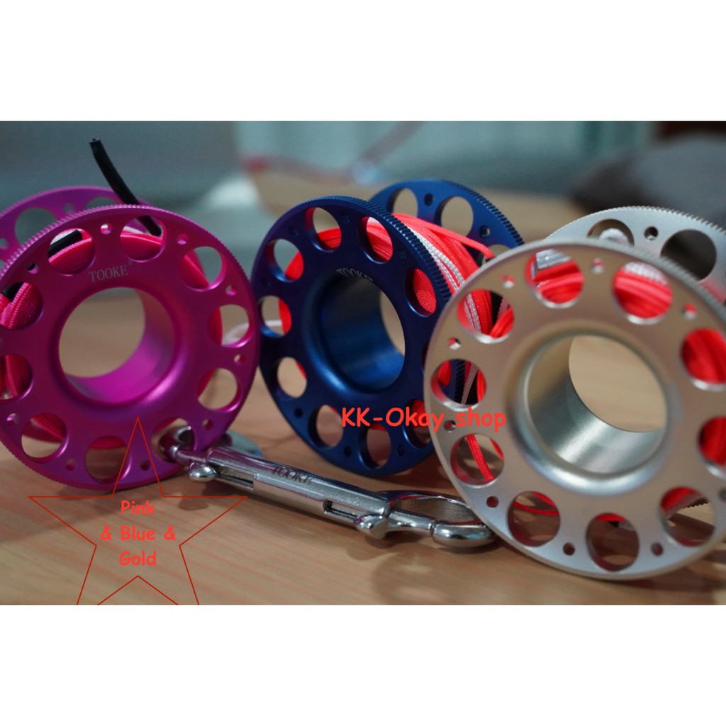 Scuba Aluminum Diving Spool Finger Reel Flat Line Snap Bolt Hook 15m ...