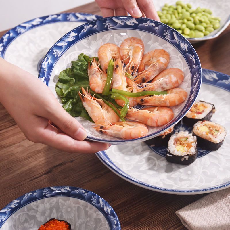 RTNS SHOP :จานเซรามิค จานกระเบื้องลายคราม ชุด 3 ใบ พร้อมส่ง | Shopee Thailand