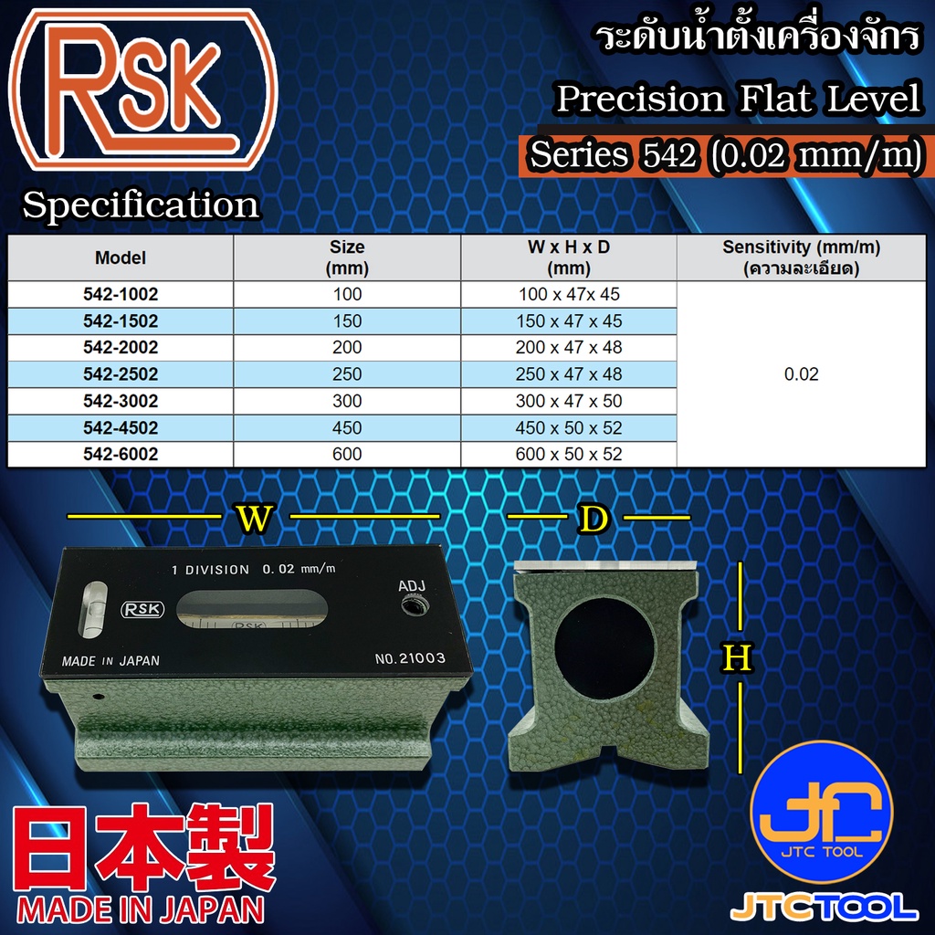 RSK ระดับน้ำตั้งเครื่องจักร ความไว 0.02มิล/เมตร รุ่น 542 - Precision ...