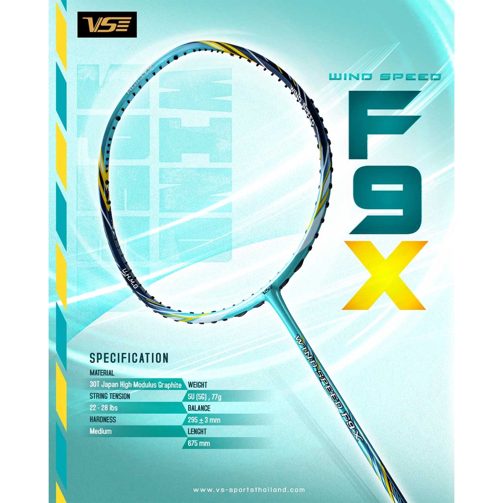 ไม้แบดมินตัน VS WIND SPEED F9X Super Light แถมเอ็น+พันด้าม+ซอง (WS-F9X ...