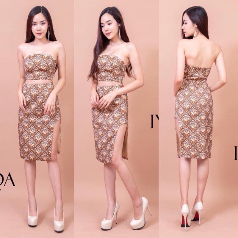 IYADA Setเสื้อเกาะอก+กระโปรง งานป้าย | Shopee Thailand
