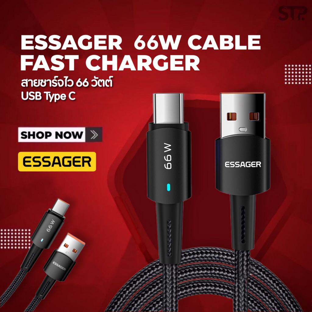 ประกัน 3 เดือน] Essager 66W 6A สายชาร์จเร็วมาก USB Type C สายชาร์จ ...