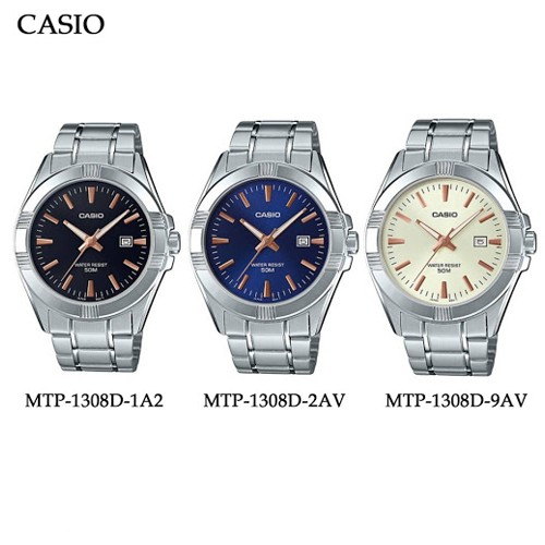 Casio นาฬิกาข้อมือผู้ชาย สีเงิน สายสแตนเลส รุ่น Mtp 1308d Mtp 1308d 1a2 Mtp 1308d 2a Mtp 1308d