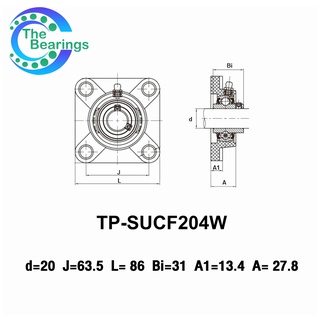 ตลับลูกปืน TP-SUCF204 ตลับลูกปืนตุ๊กตาเสื้อพลาสติก + ลูกสแตนเลส TP ...