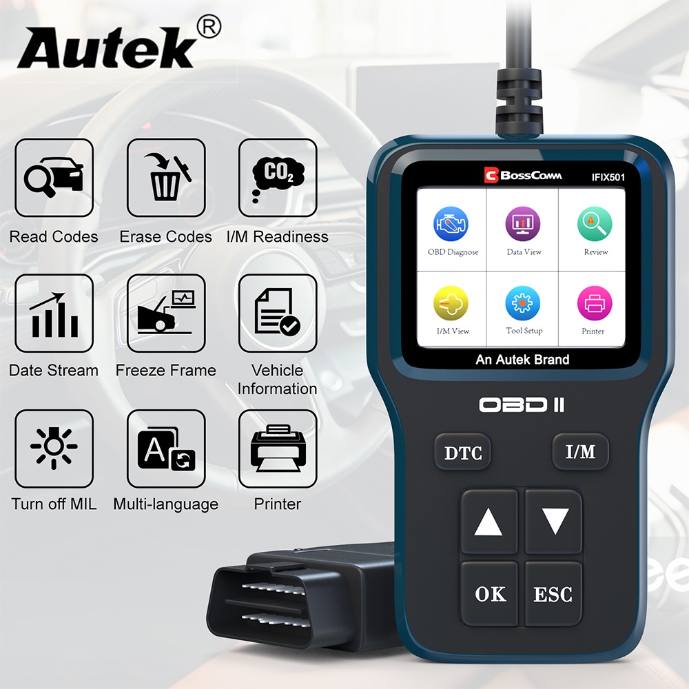 Autek IFIX501 OBD2 เครื่องสแกนเนอร์วิเคราะห์รหัสเครื่องยนต์รถยนต์ แบบ ...