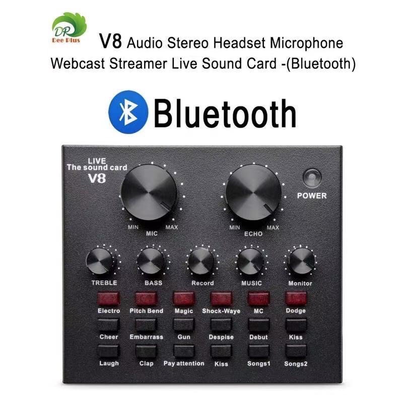 V8 Audio Stereo Headset Microphone Webcast Streamer Live Sound Card ...