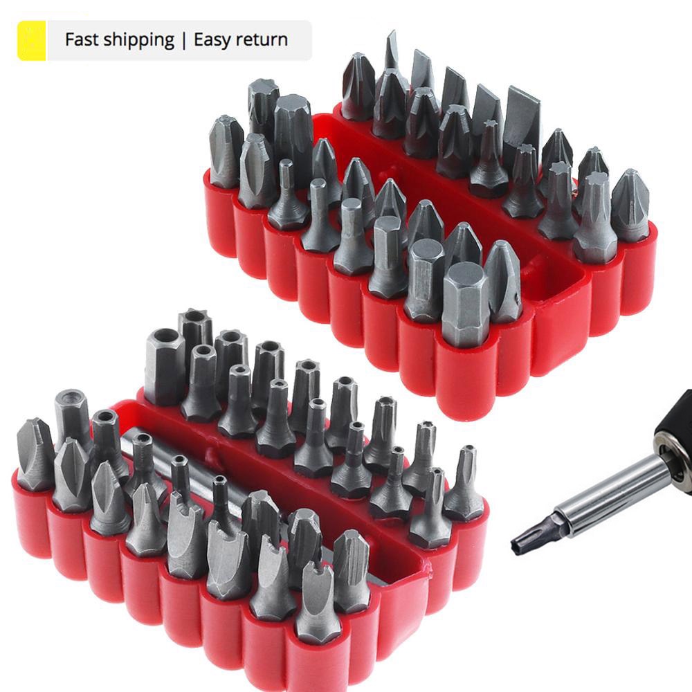 33pcs/lot Screwdriver Bit Set Hand Tool Kit with Hexagonal Torx Hex Pozidriv Slotted Phillips ...
