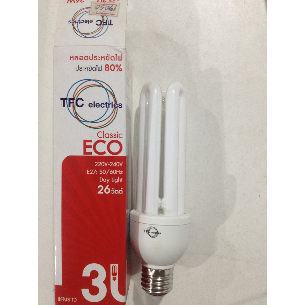 หลอดไฟตะเกียบ ขั้วแบบเกลียว TFC ELECTRIC 26W = 130W Day light 26W หลอด ...