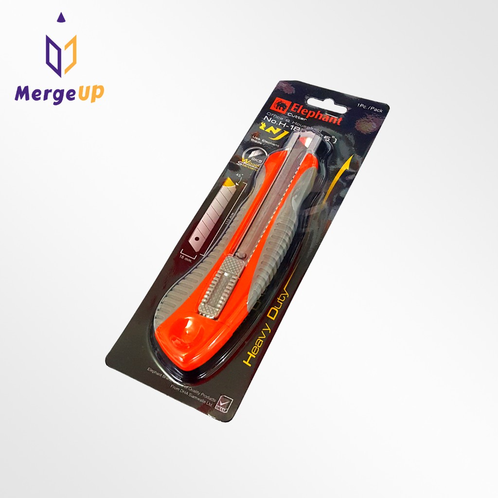 มีดคัตเตอร์ No.H1801 ELEPHANT 18 มม. (18mm.) สำหรับใช้งานหนัก ขนาดใหญ่ ...