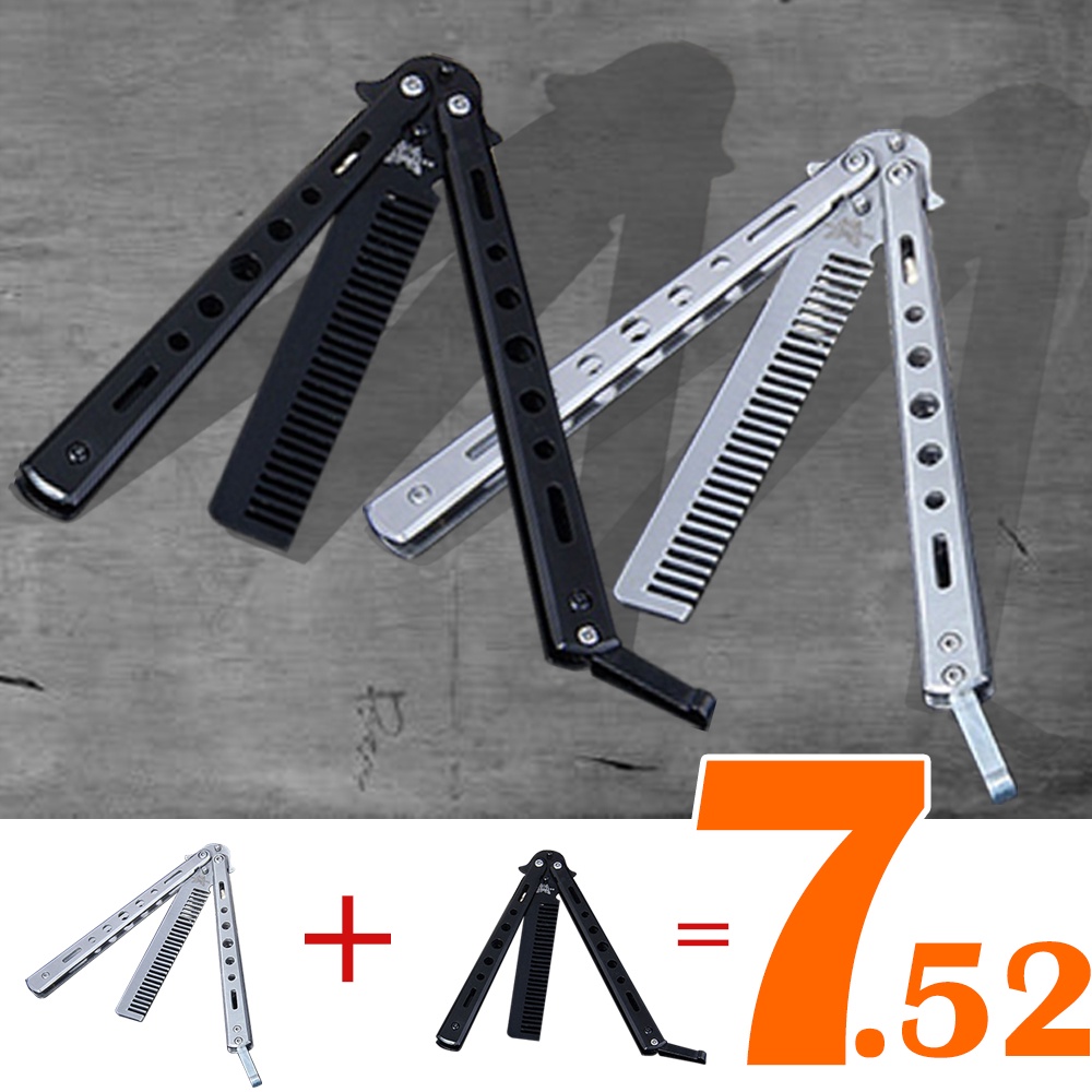 ผีเสื้อ2pcs All-Steel Butterfly Comb Blade Butterfly Knife Beginner ...