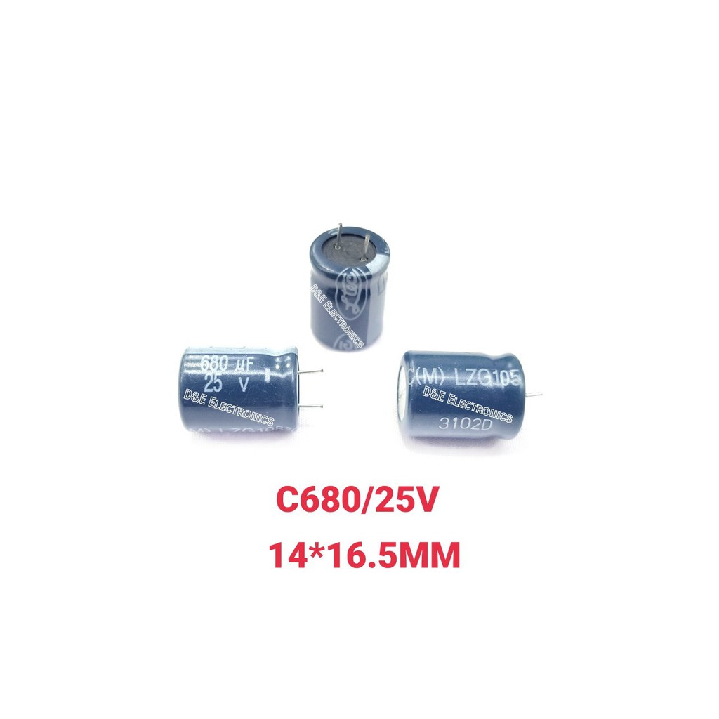 C Capacitor 680uF25V Electrolite (10 ตัว) (เลือกขนาดได้) ตัวเก็บประจุ ...