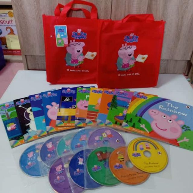 Peppa Pig Collection 10 Books With 10 CDs | Shopee Thailand