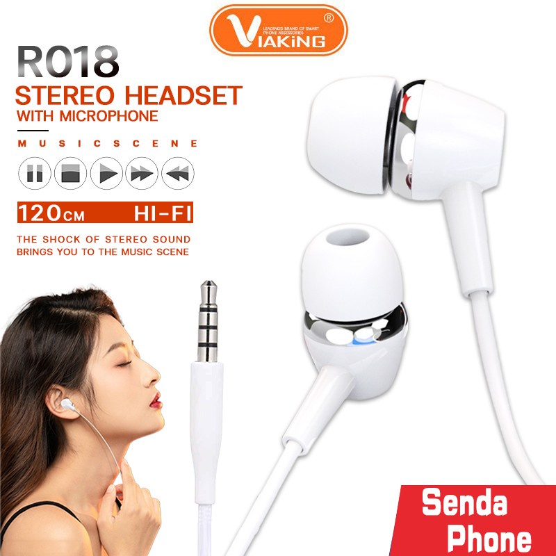 Viaking รุ่น R018 หูฟังมีสาย SmaII talk มีไมโครโฟนในตัว เสียง Hi-Fi ...