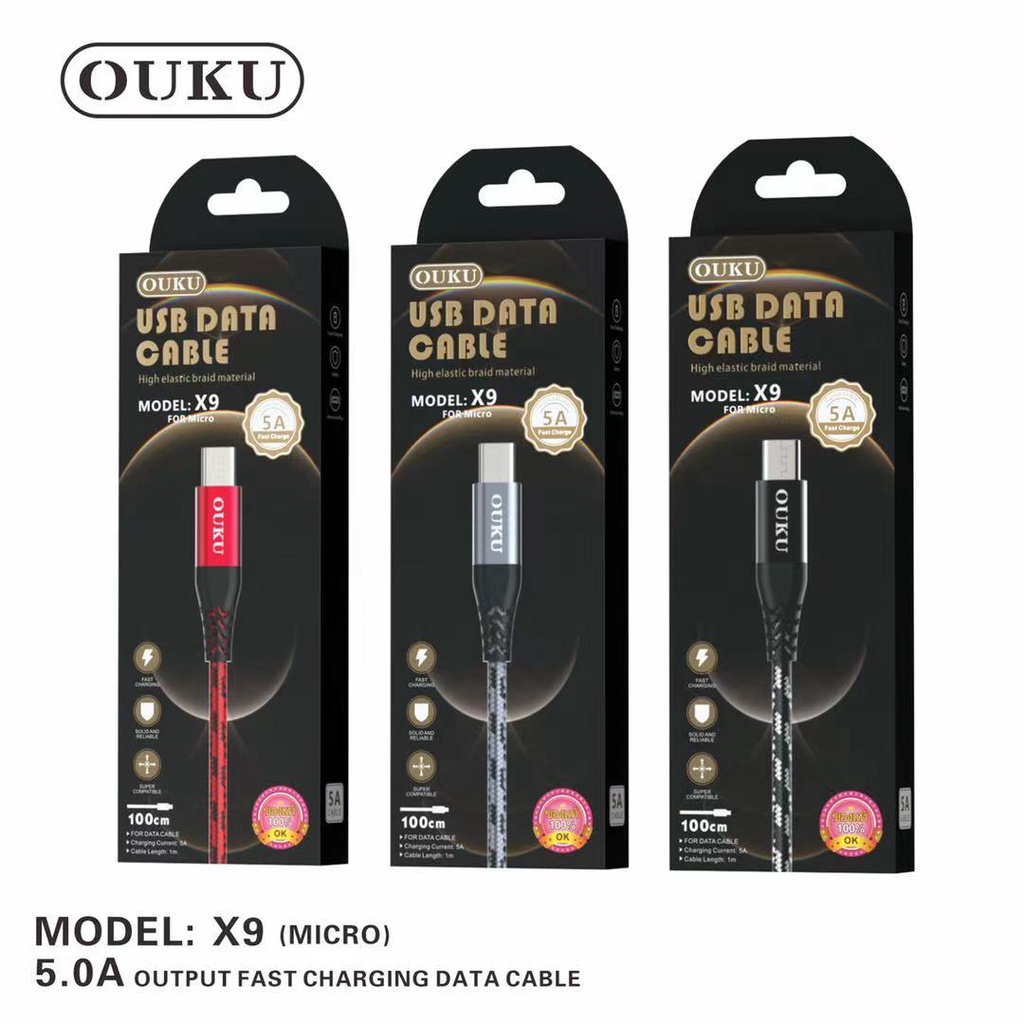 OUKU X9 สายชาร์จ 5.0A รองรับ MicroUSB/Type-Cfor L สายแข็งแรงใช้ได้นาน ...