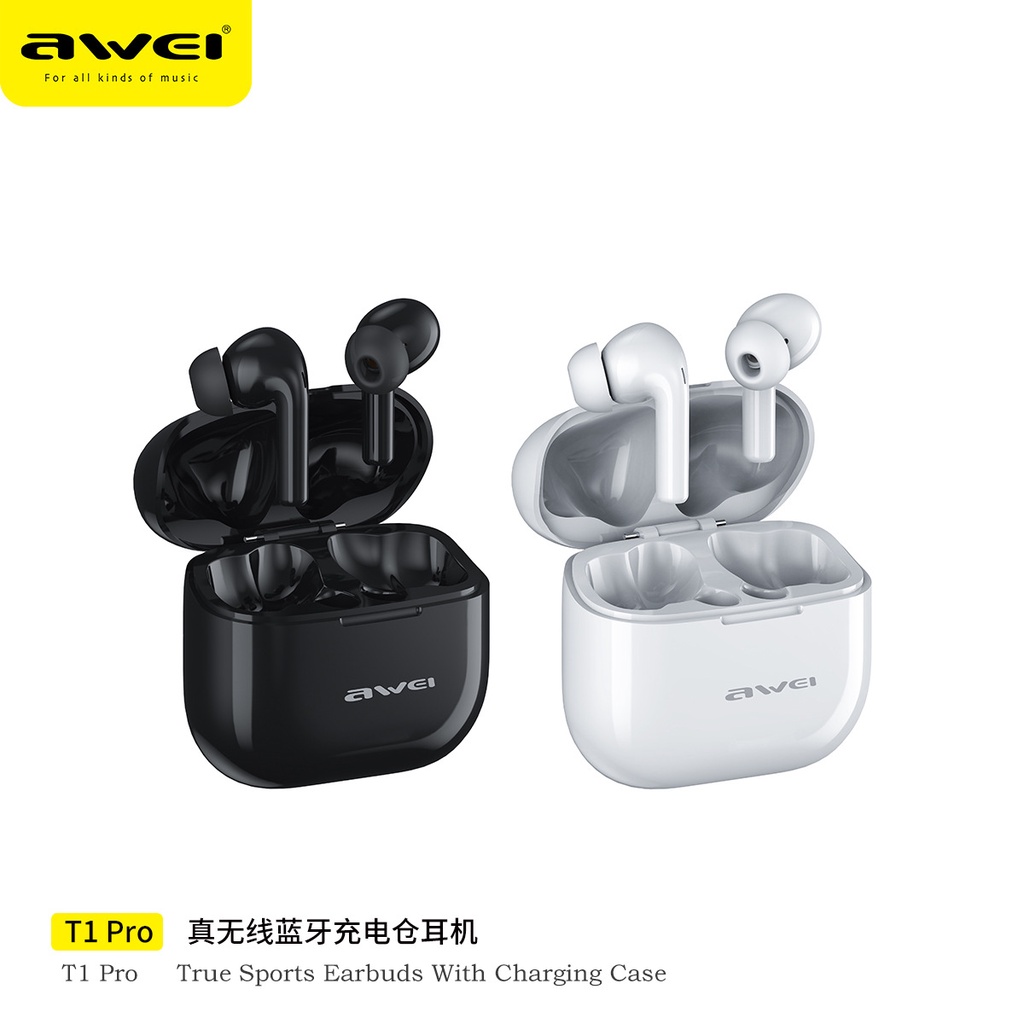 Awei T1pro TWS หูฟังบลูทูธไร้สาย เวอร์ชั่น5.3 กันน้ำ IPX6 ไฮไฟสเตอริโอพร้อมไมโครโฟนใส่ ...