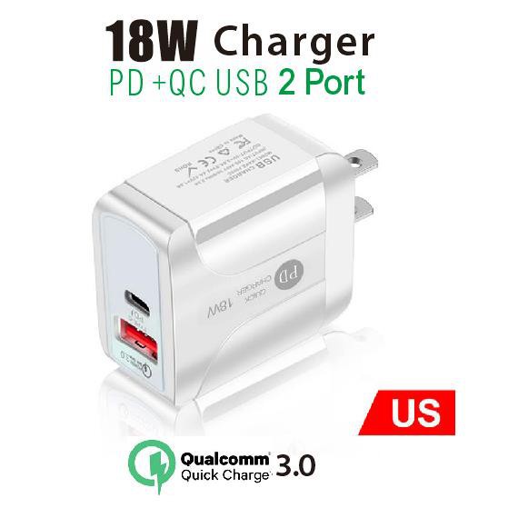 Mione อะแดปเตอร์ที่ชาร์จ Type C 25W 2 พอร์ต USB C PD ปลั๊ก US QC4.0 3.0 5V3A ชาร์จไว พกพาง่าย ...
