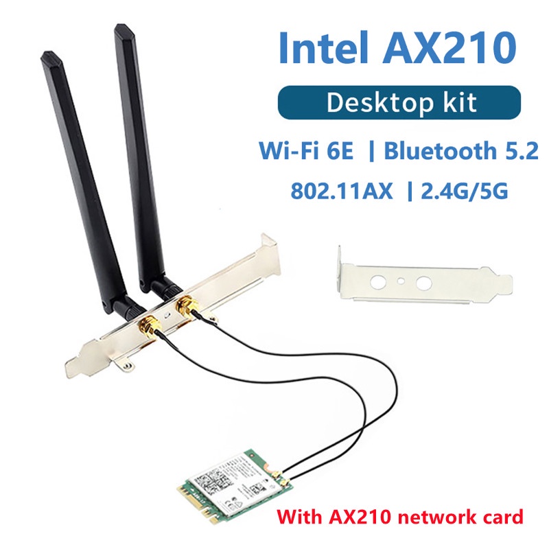 Wi-fi 6E Intel AX210 อะแดปเตอร์การ์ดไร้สาย บลูทูธ 5.2 + 3000Mbps 2.4Ghz 5Ghz 6Ghz M.2 NGFF WiFi ...