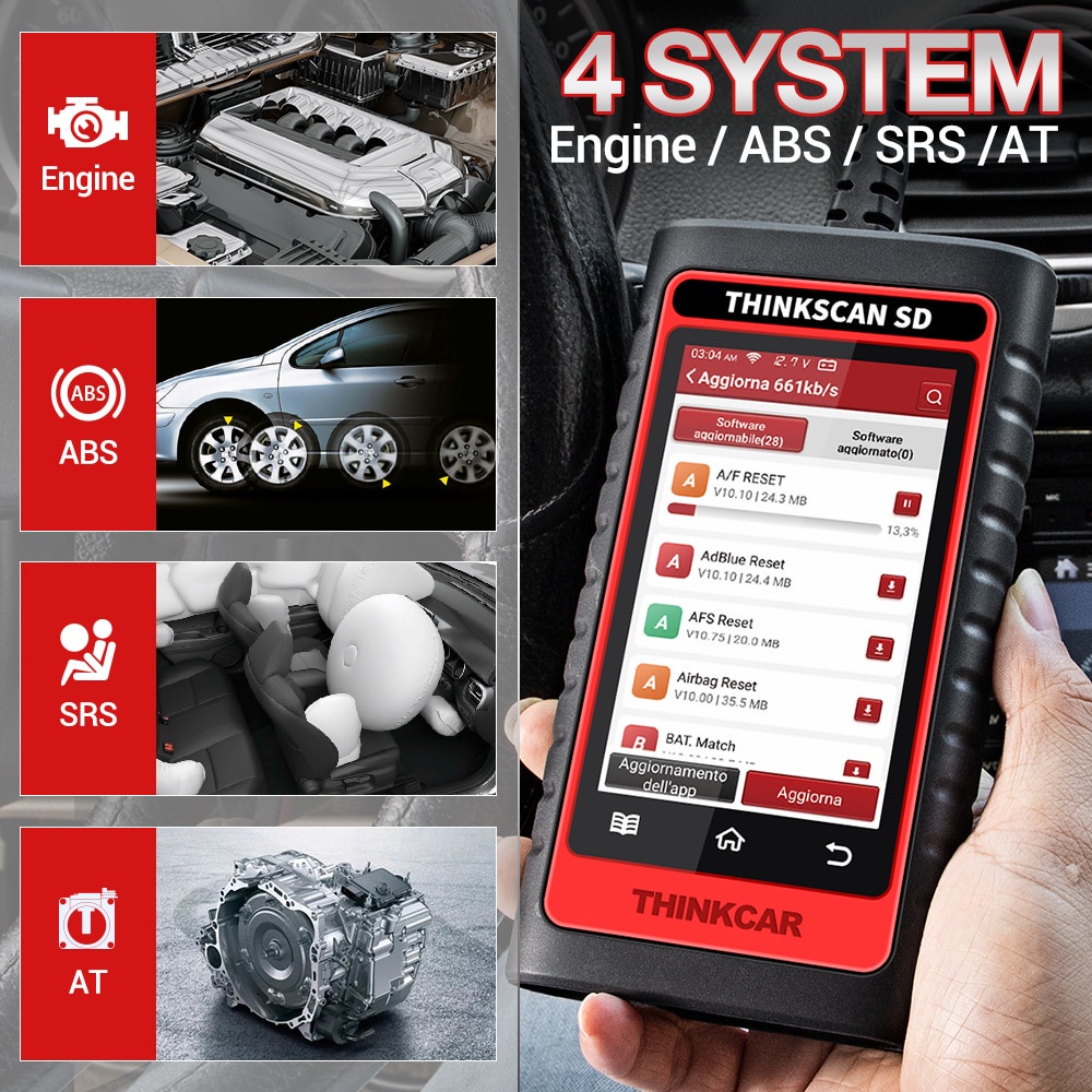 Thinkcar Thinktool SD4 OBD2 เครื่องสแกนเนอร์วินิจฉัยรถยนต์ ENG ABS SRS ...