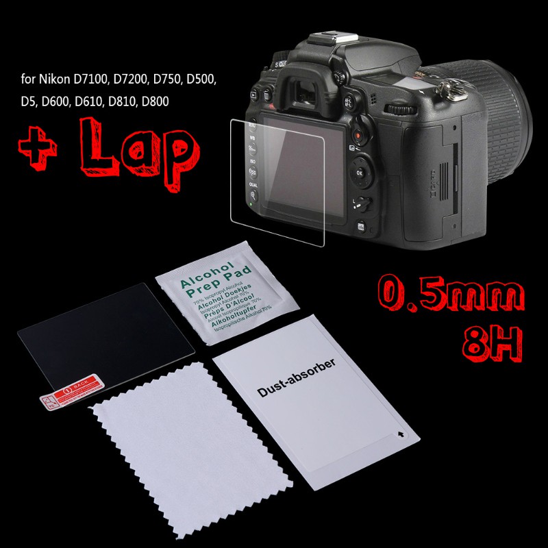 กระจกนิรภัย Anti-scratch หน้าจอ LCD กล้อง Nikon DSLR D7100 D7200 D750 D500 D5 D600 D610 D800 ...